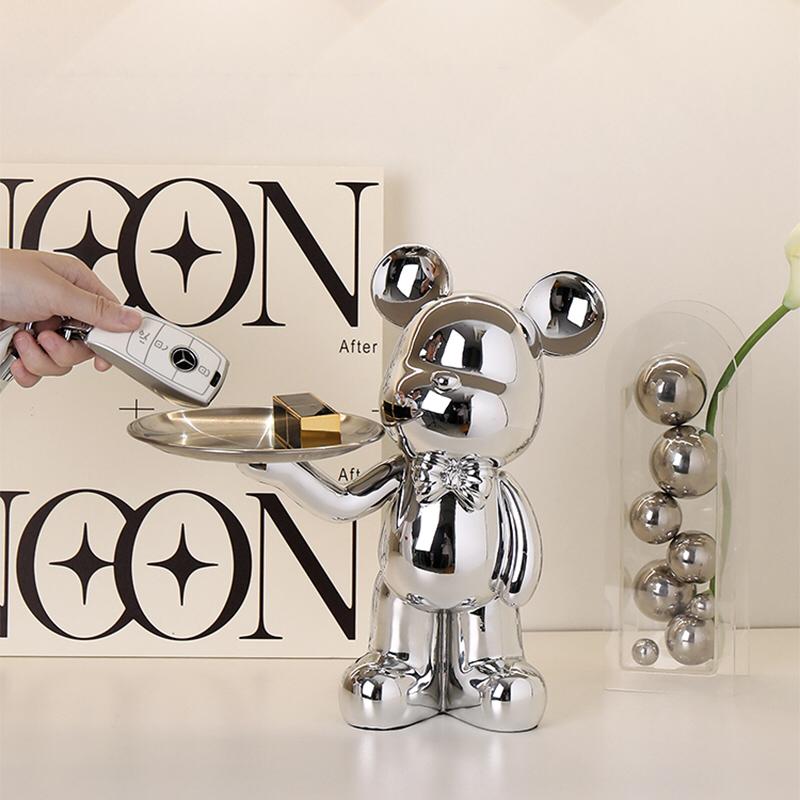 Metallic Waiter Sculpture Showpiece